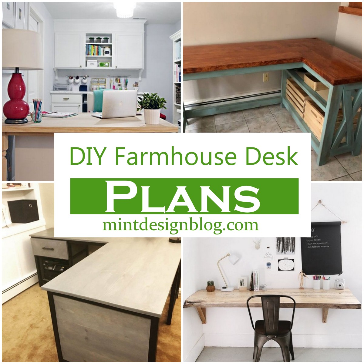 29 DIY Farmhouse Desk Plans For Rustic Decor - Mint Design Blog