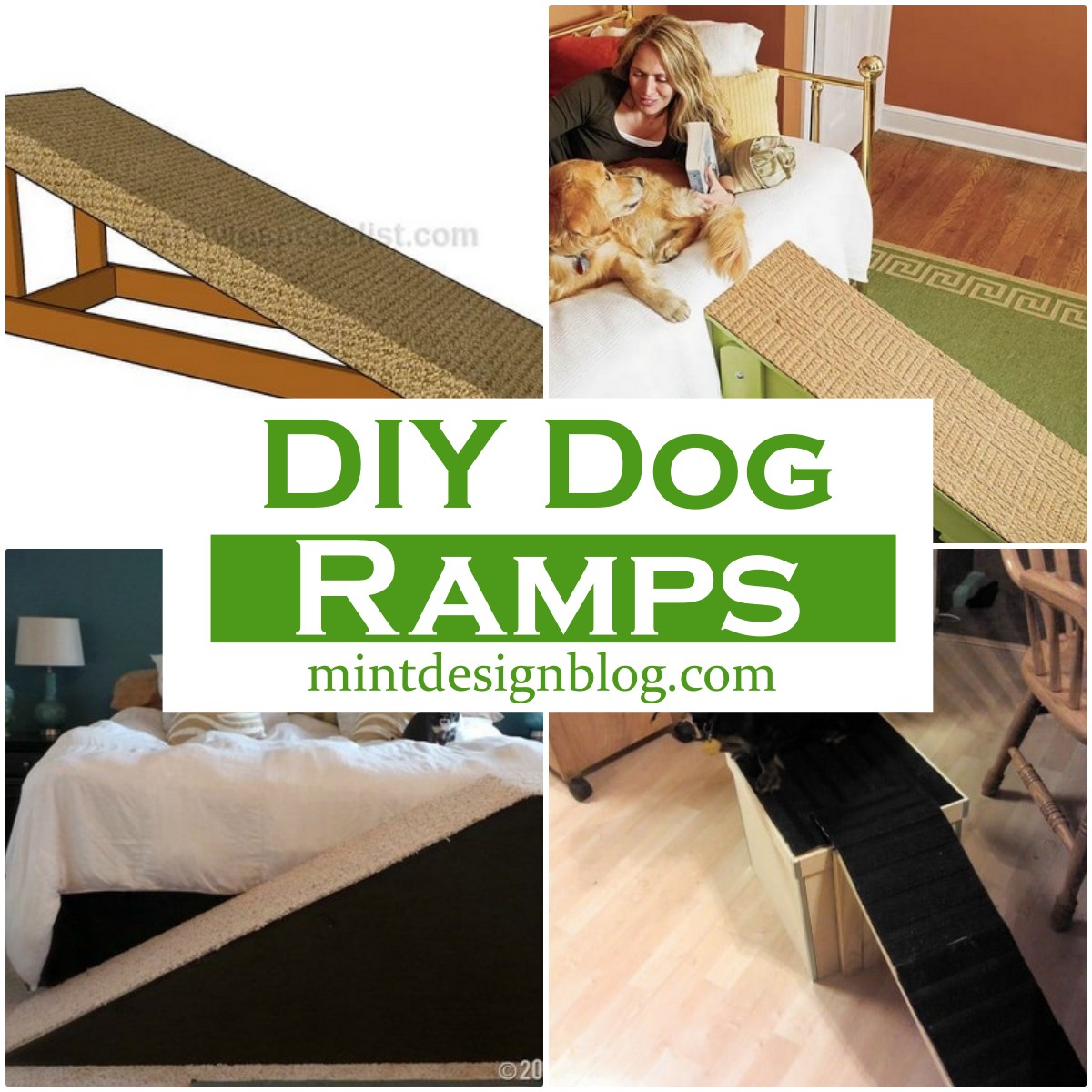 20 DIY Dog Ramps To Climb On Bed and Stairs - Mint Design Blog