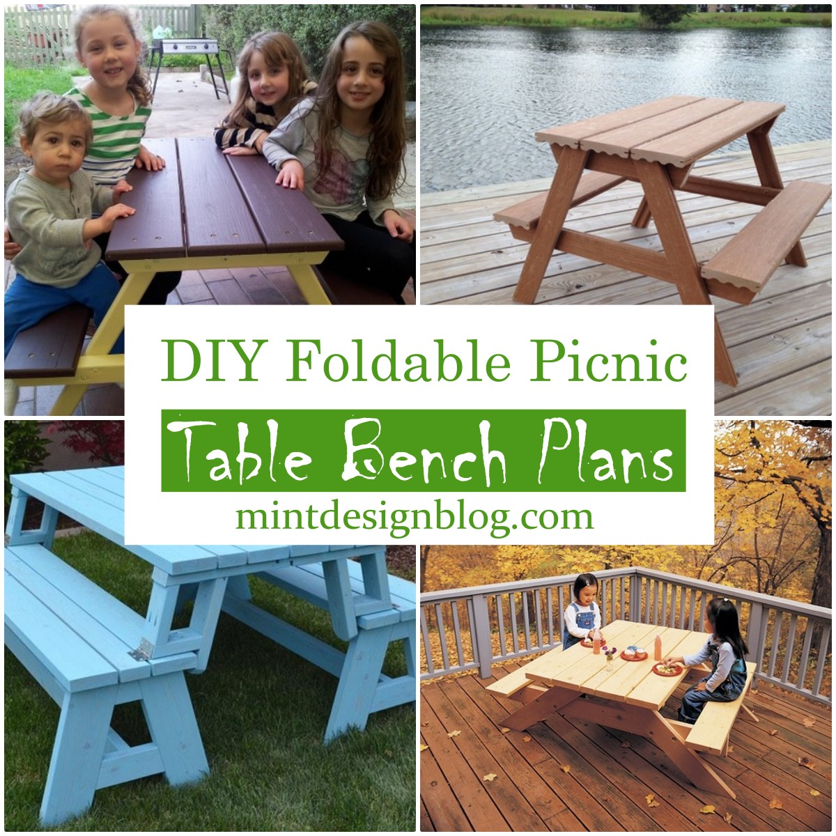 10 DIY Foldable Picnic Table Bench Plans - Mint Design Blog