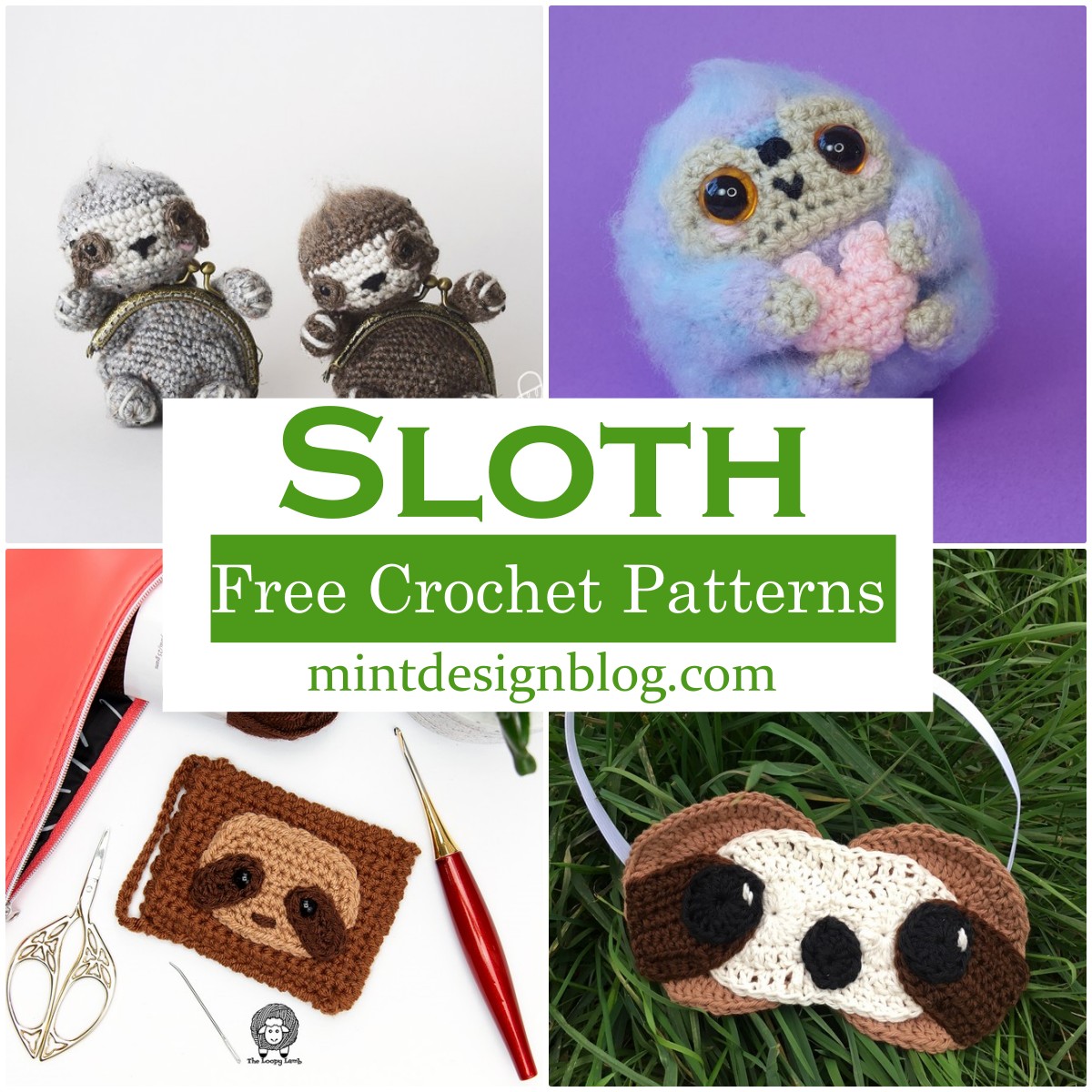 25 Free Crochet Sloth Patterns - Mint Design Blog