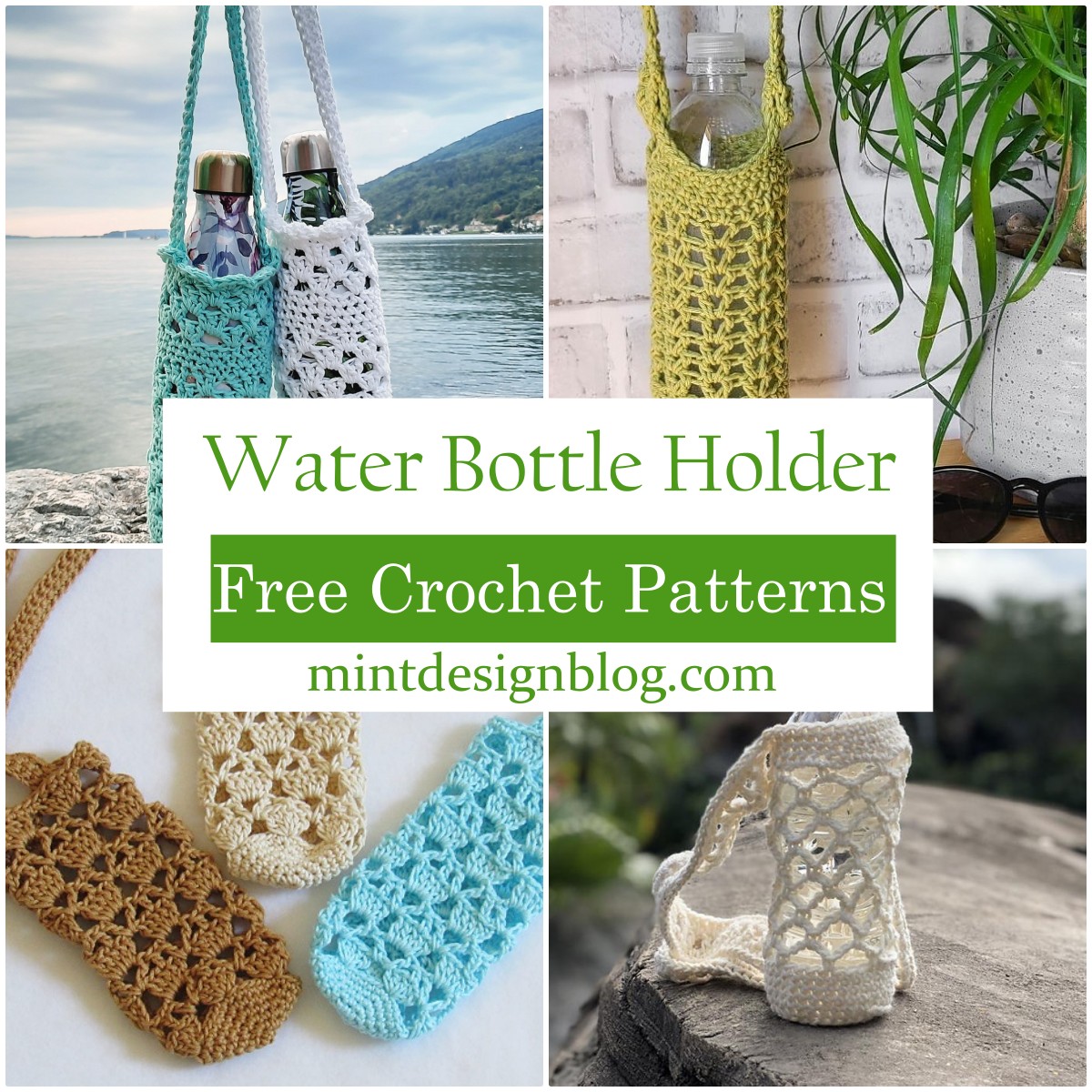 20 Crochet Water Bottle Holder Free Patterns - Mint Design Blog