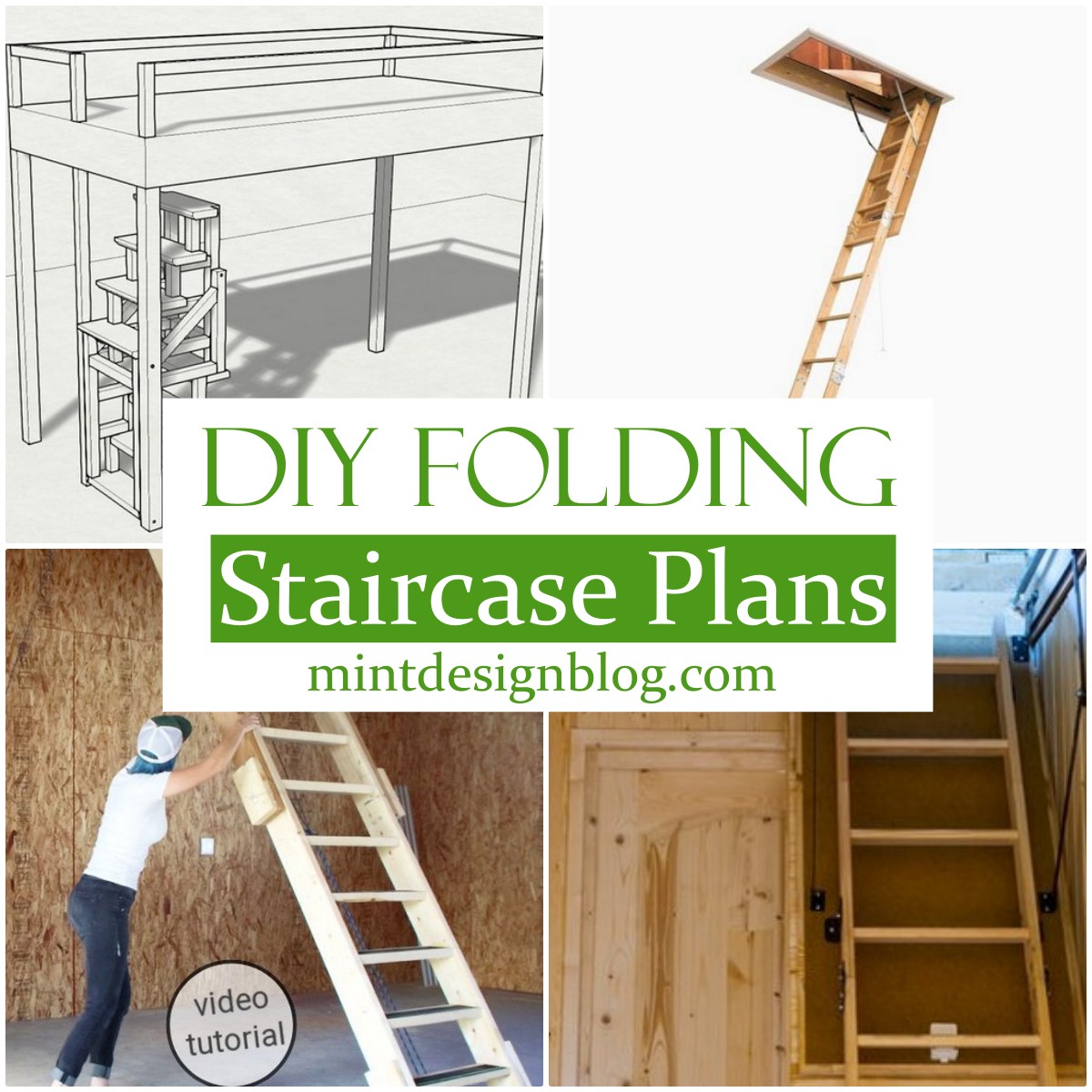 15 DIY Folding Staircase Plans For Space Saving - Mint Design Blog